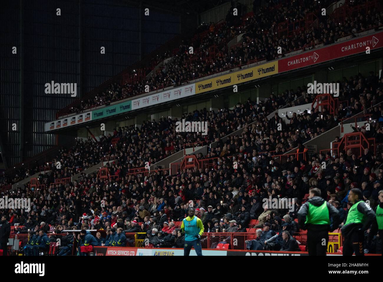 London, UK. 11th Dec, 2021. Charlton Athletic fans during the Sky Bet ...