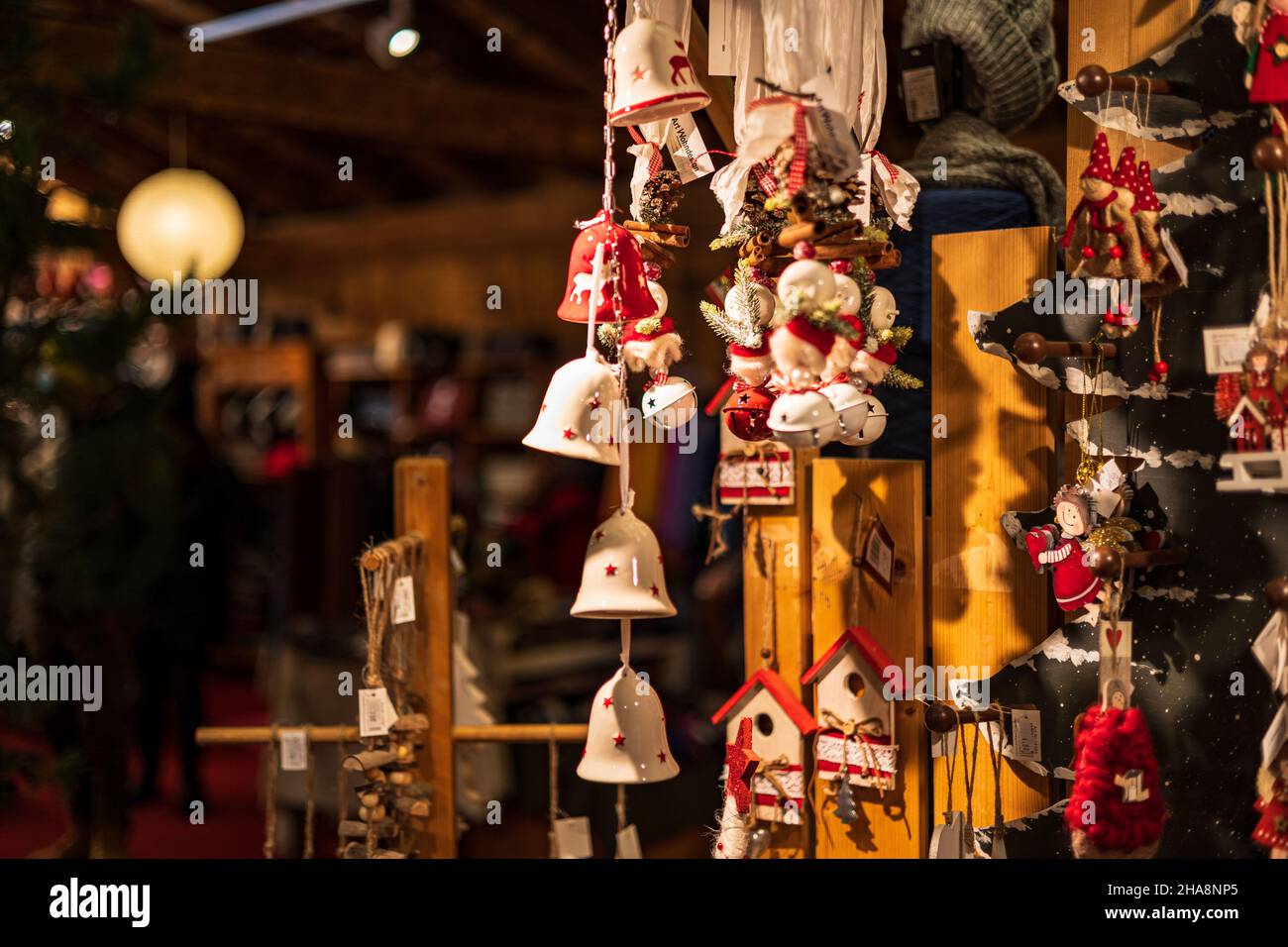 Christmas markets in the north of Italy in a december evening Stock ...