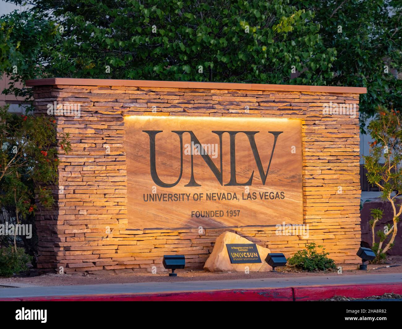 Las Vegas, APR 6 2021 - Stone sign of UNLV Stock Photo - Alamy