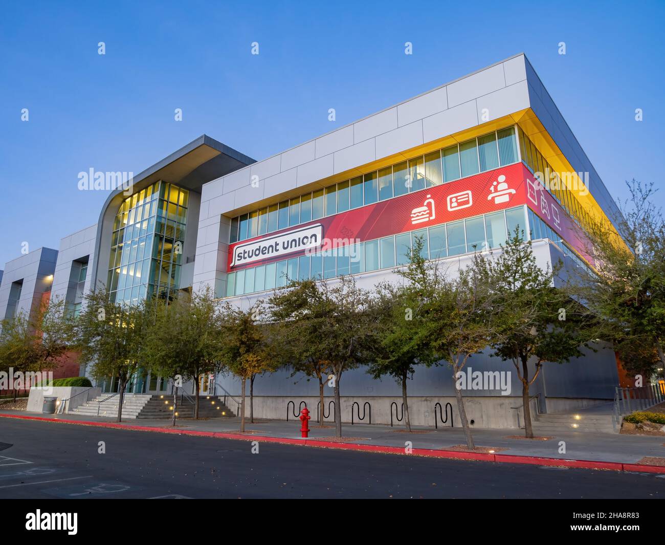 Las Vegas, APR 6 2021 - Dawn view of Student Union building of UNLV ...