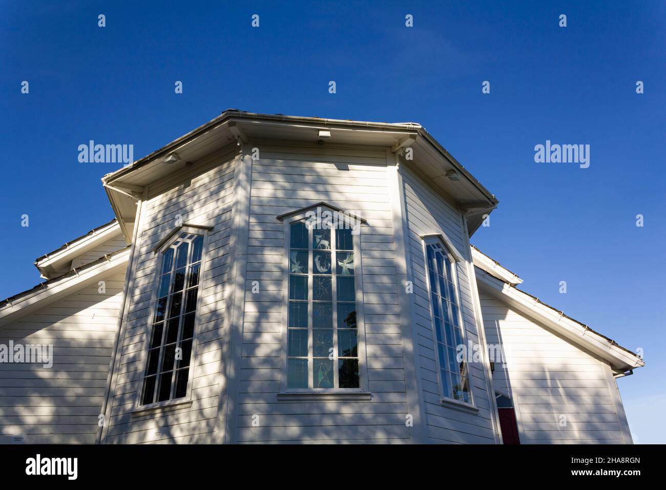 White wooden church windows Stock Photo - Alamy