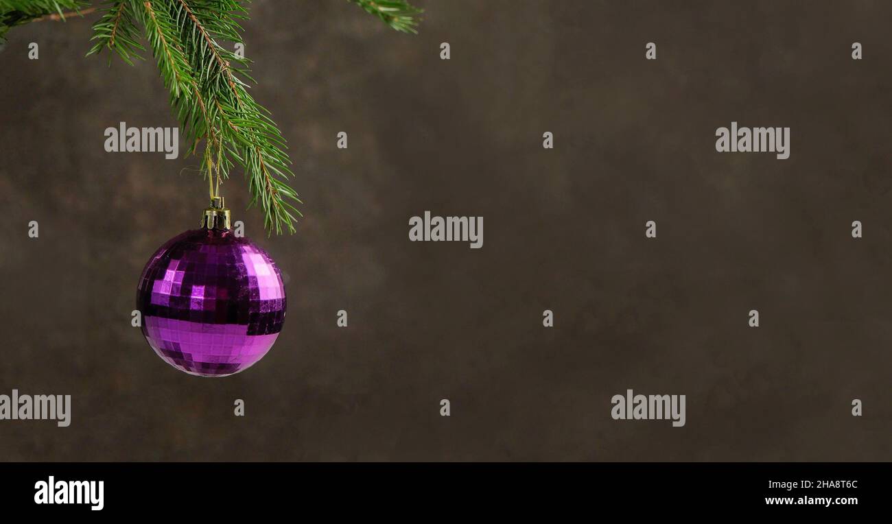 Christmas background with fir tree and ball for Christmas design. A ...