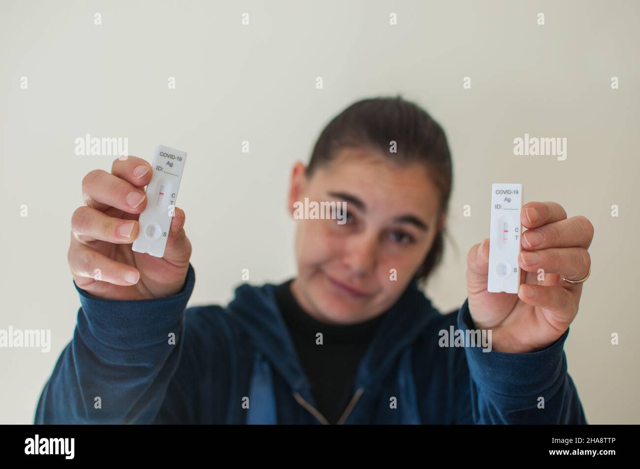 positive or negative rapid covid-19 test Stock Photo - Alamy