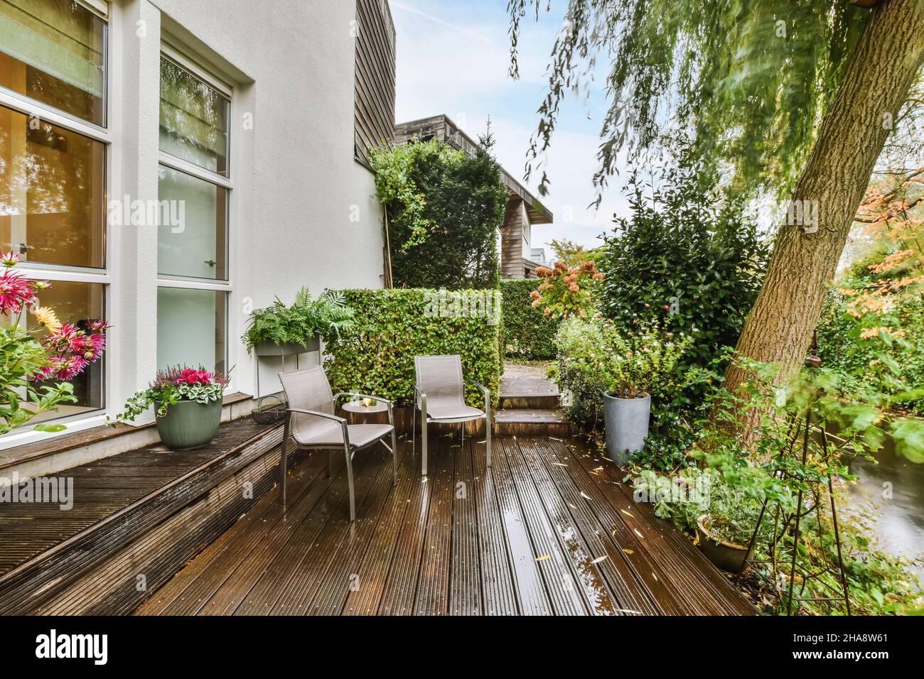 Fascinating courtyard of a residential building with greenery Stock ...