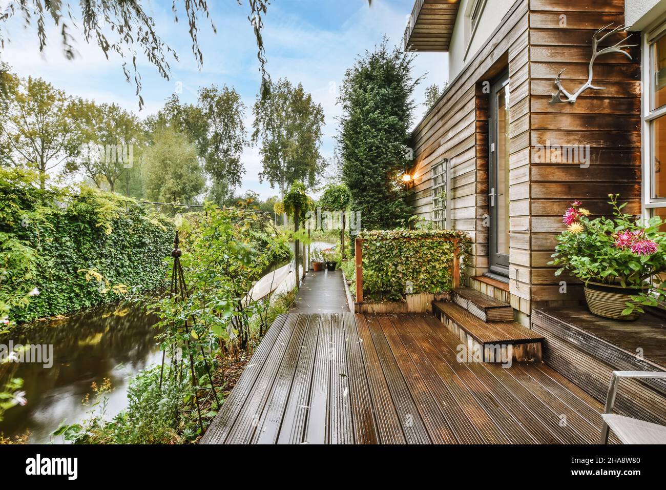 Fascinating courtyard of a residential building with greenery Stock ...