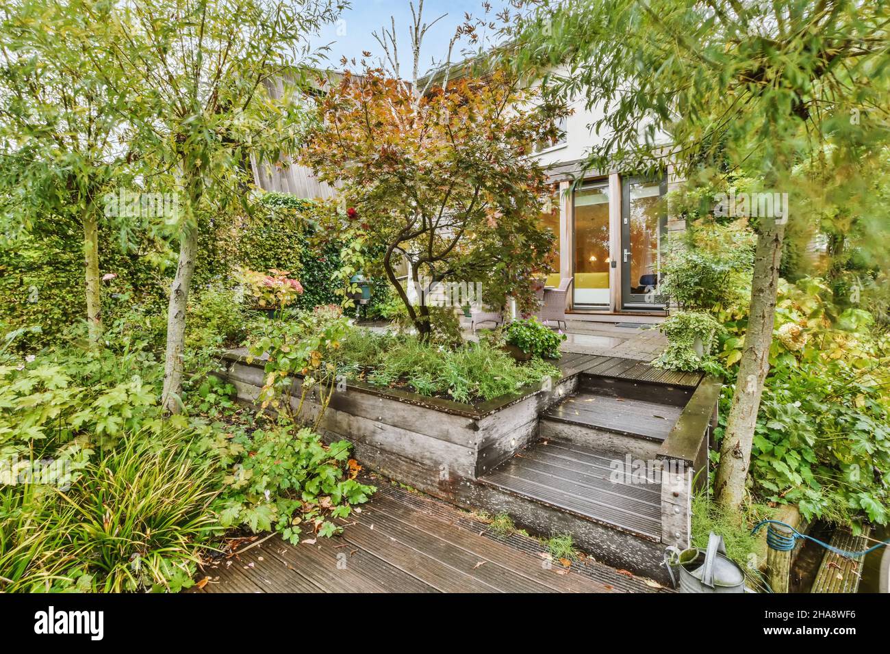 Fascinating courtyard of a residential building with greenery Stock ...
