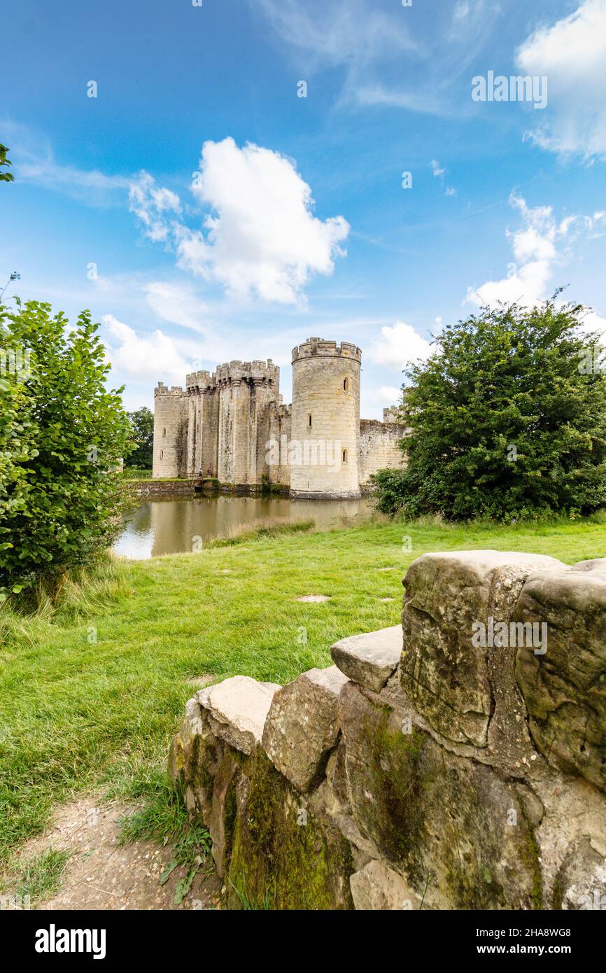 14th-century moated Bodiam castle near Robertsbridge in East Sussex ...