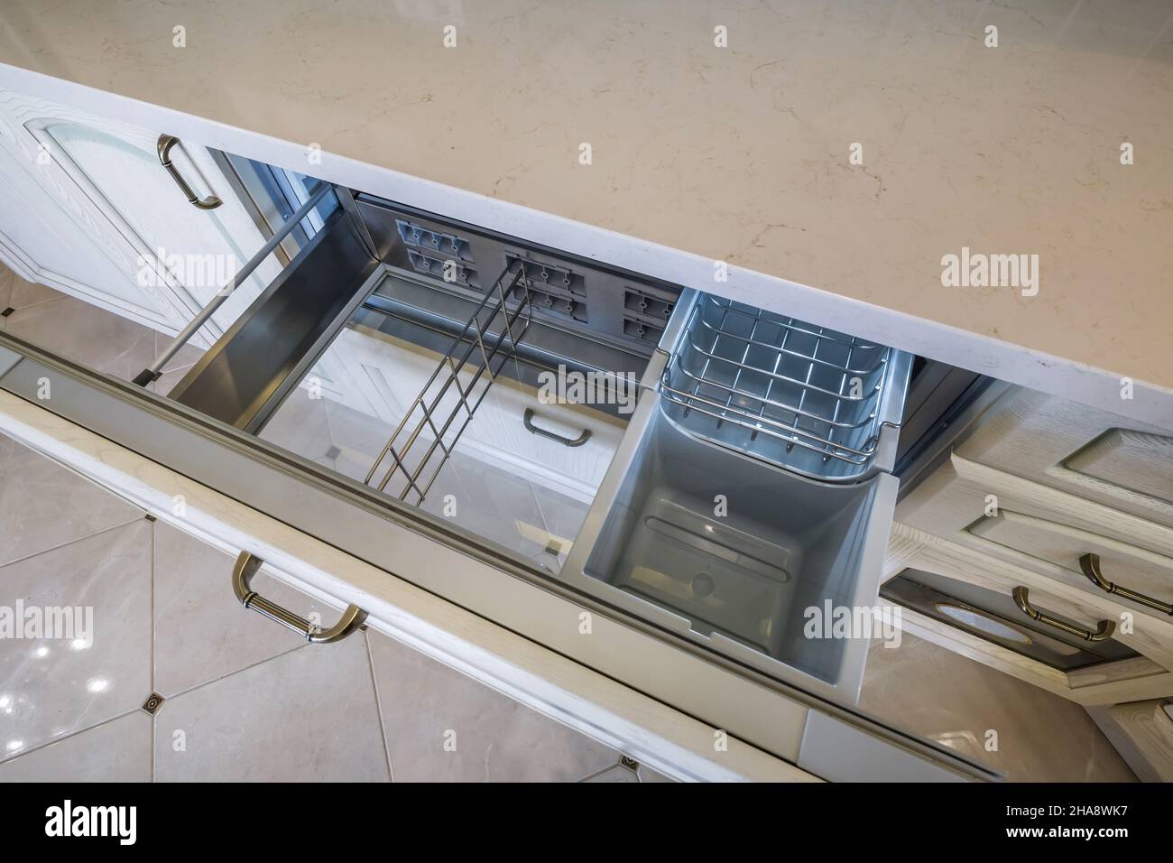 modern and comfortable built-in household appliances, refrigerator ...