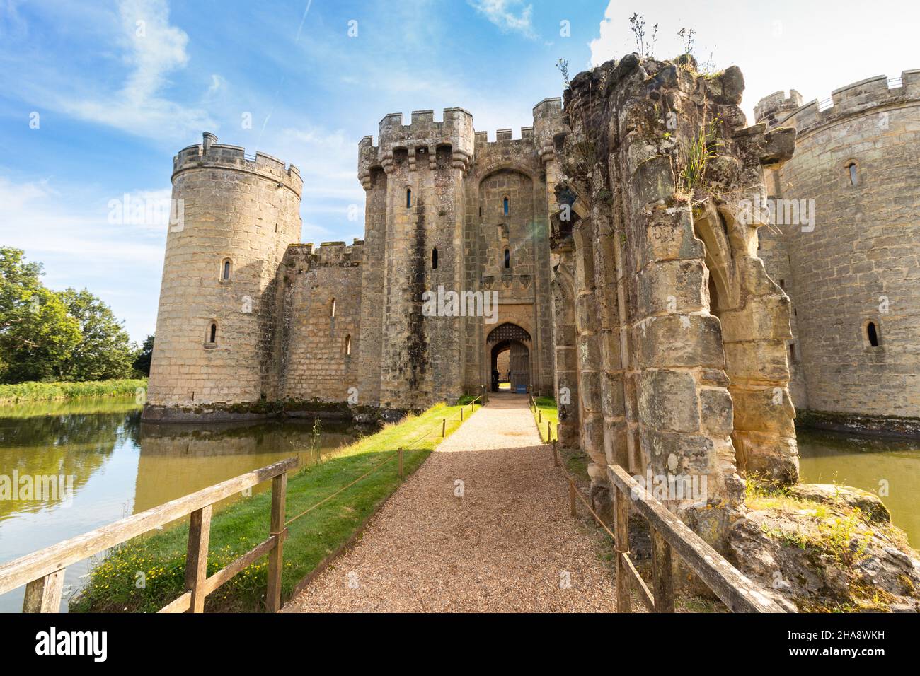 14th-century moated Bodiam castle near Robertsbridge in East Sussex ...