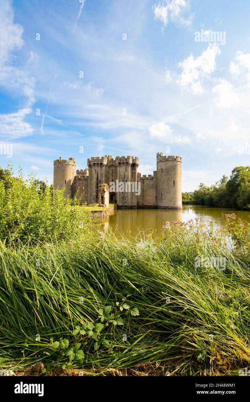 14th-century moated Bodiam castle near Robertsbridge in East Sussex ...