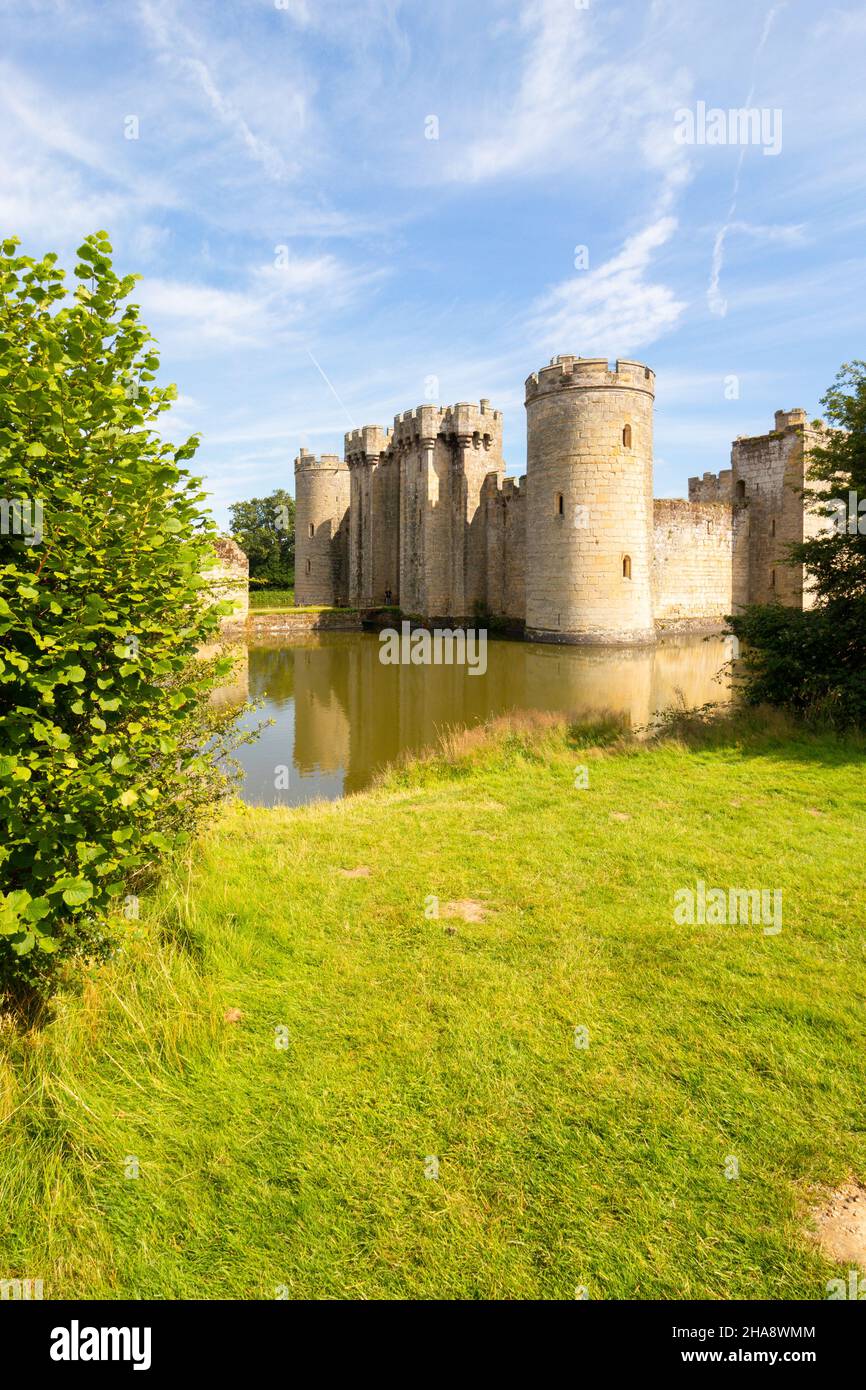 14th-century moated Bodiam castle near Robertsbridge in East Sussex ...