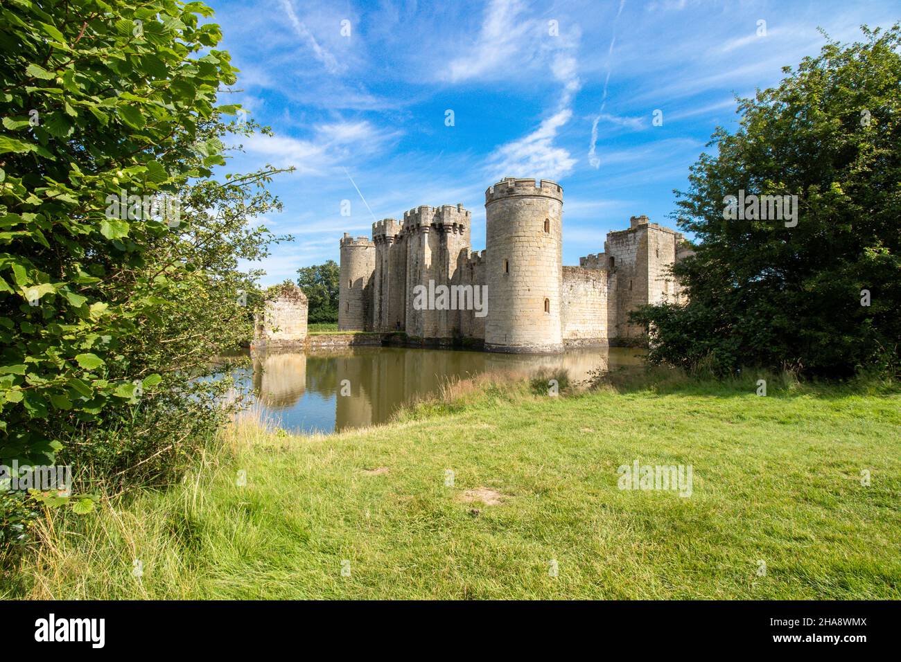 14th-century moated Bodiam castle near Robertsbridge in East Sussex ...