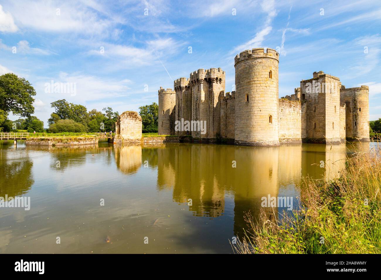 14th-century moated Bodiam castle near Robertsbridge in East Sussex ...