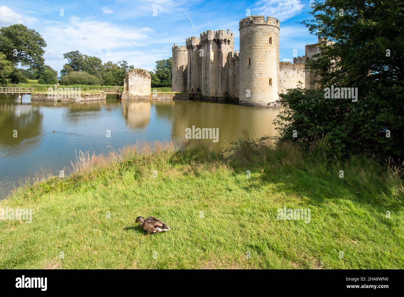 14th-century moated Bodiam castle near Robertsbridge in East Sussex ...