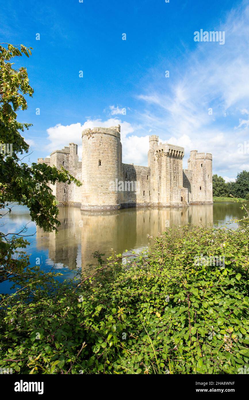 14th-century moated Bodiam castle near Robertsbridge in East Sussex ...