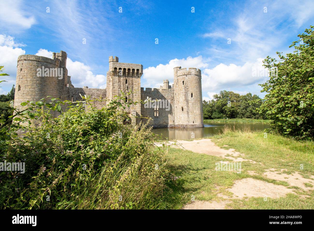 14th-century moated Bodiam castle near Robertsbridge in East Sussex ...
