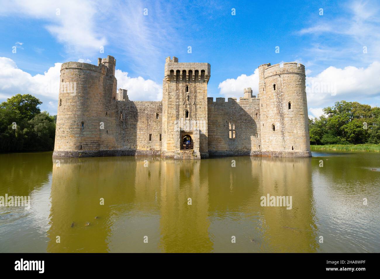 14th-century moated Bodiam castle near Robertsbridge in East Sussex ...