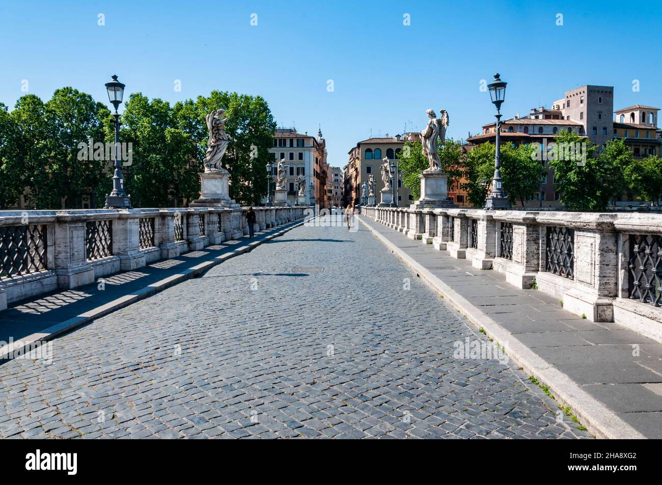 view of St Angelo bridge from Castel Sant'Angelo in a sunny day over ...