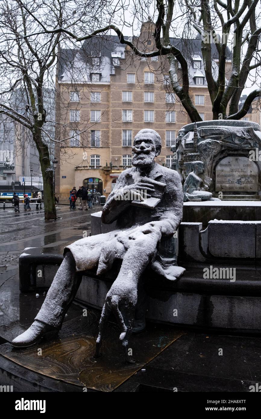 Belgium, Brussels, Winter 2021. Illustration of daily life in Brussels, capital of Belgium ...