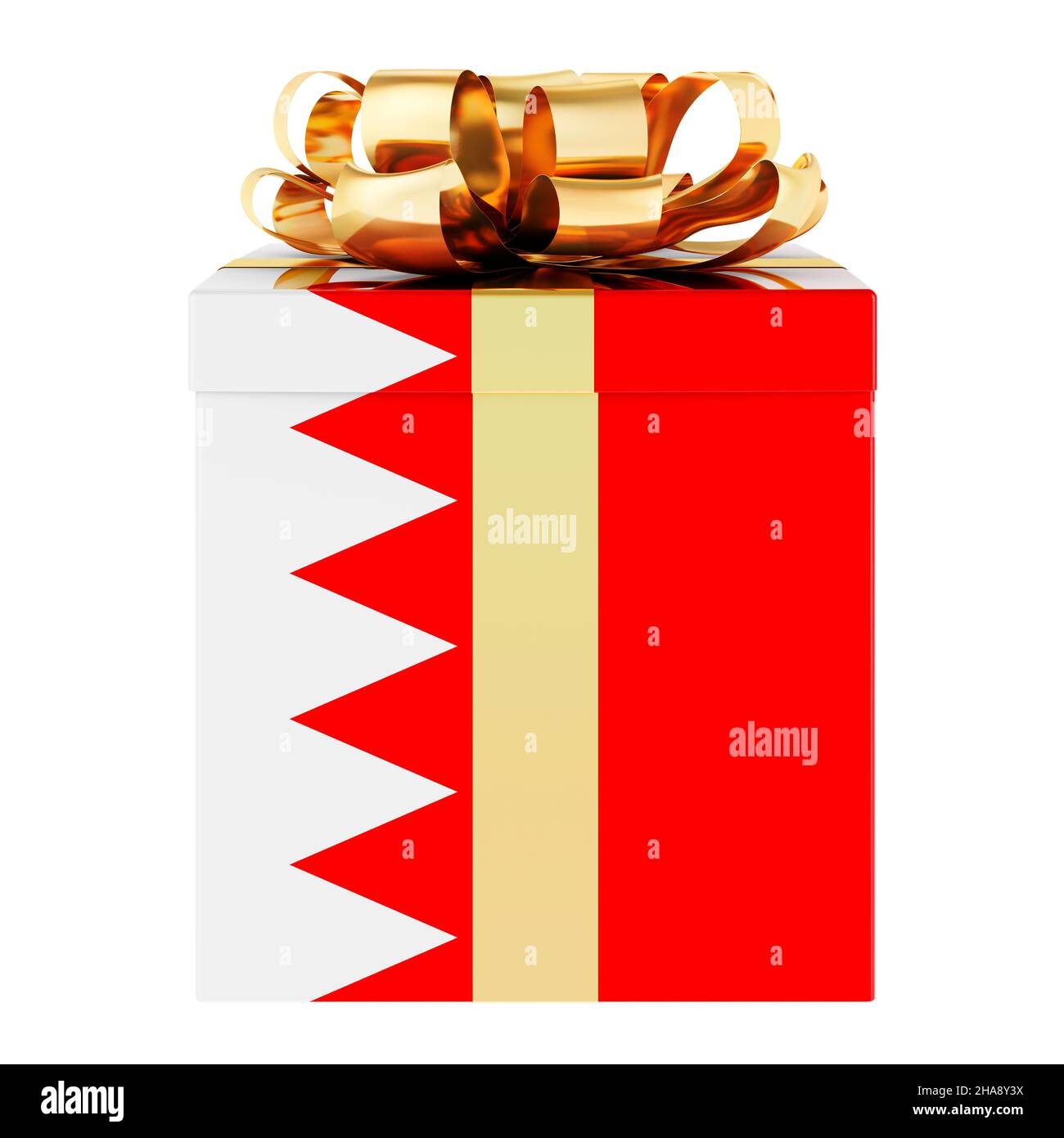 Gift box with Bahraini flag. Holiday in Bahrain, concept. 3D rendering ...