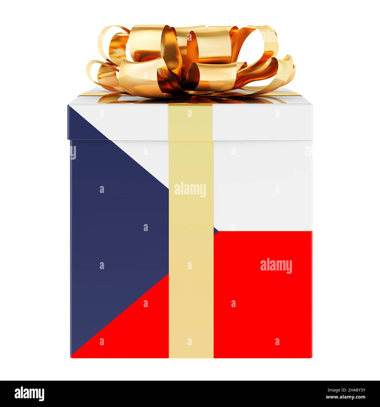 Gift box with Czech flag. Holiday in Czech Republic, concept. 3D ...