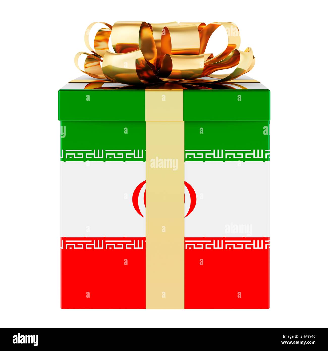 Gift box with Iranian flag. Holiday in Iran, concept. 3D rendering ...