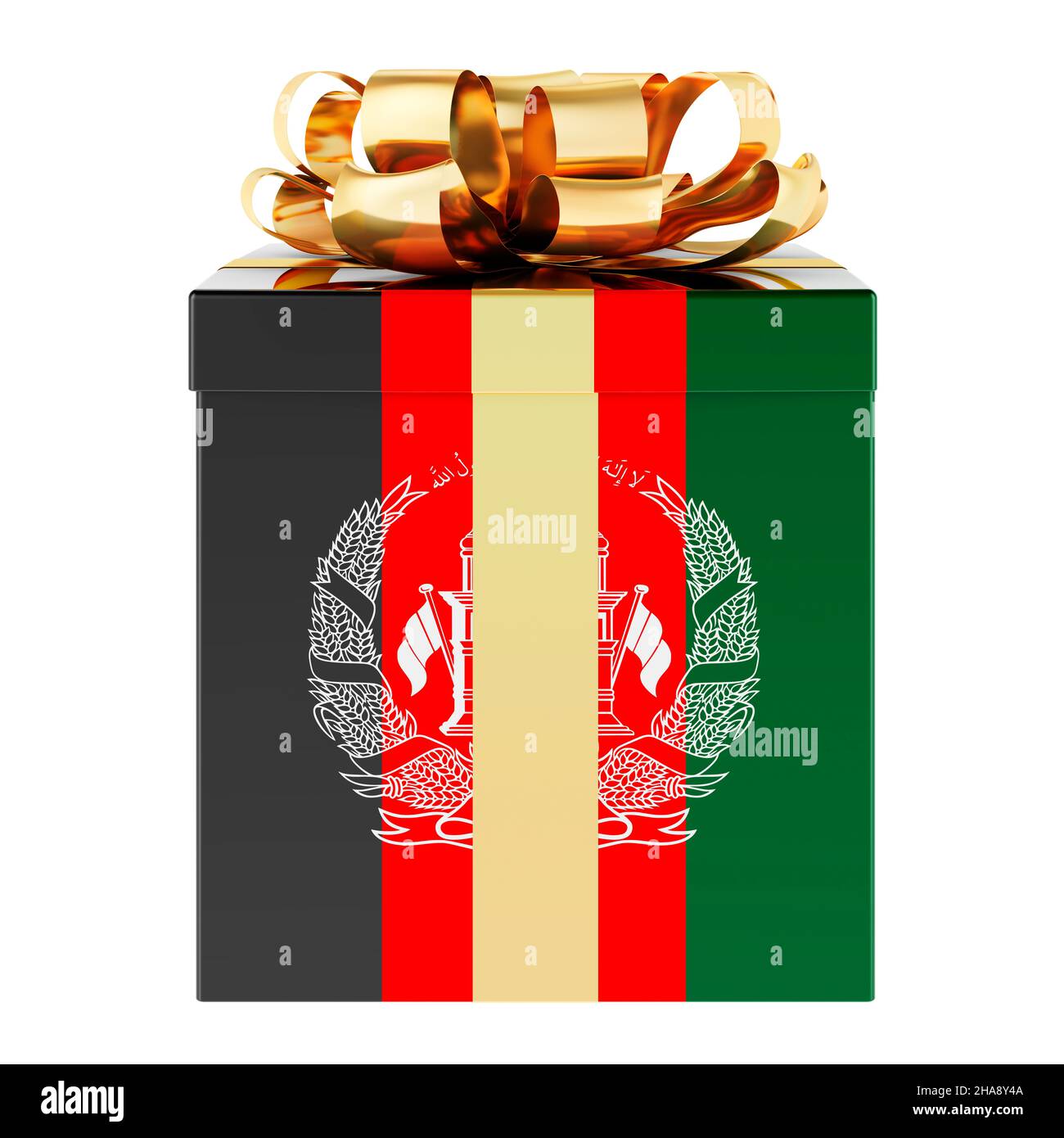 Gift box with Afghan flag. Holiday in Afghanistan, concept. 3D ...