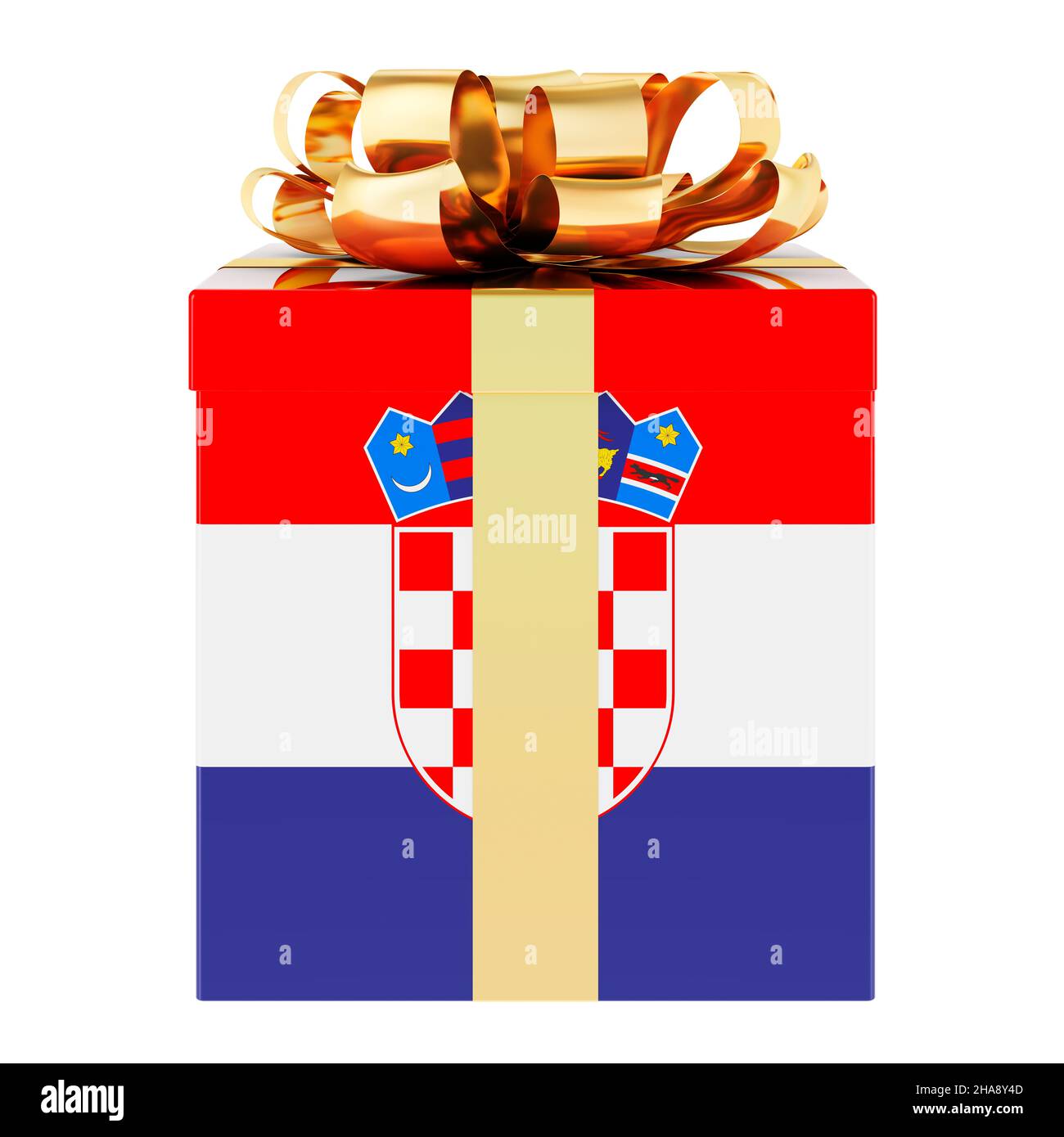 Gift box with Croatian flag. Holiday in Croatia, concept. 3D rendering ...