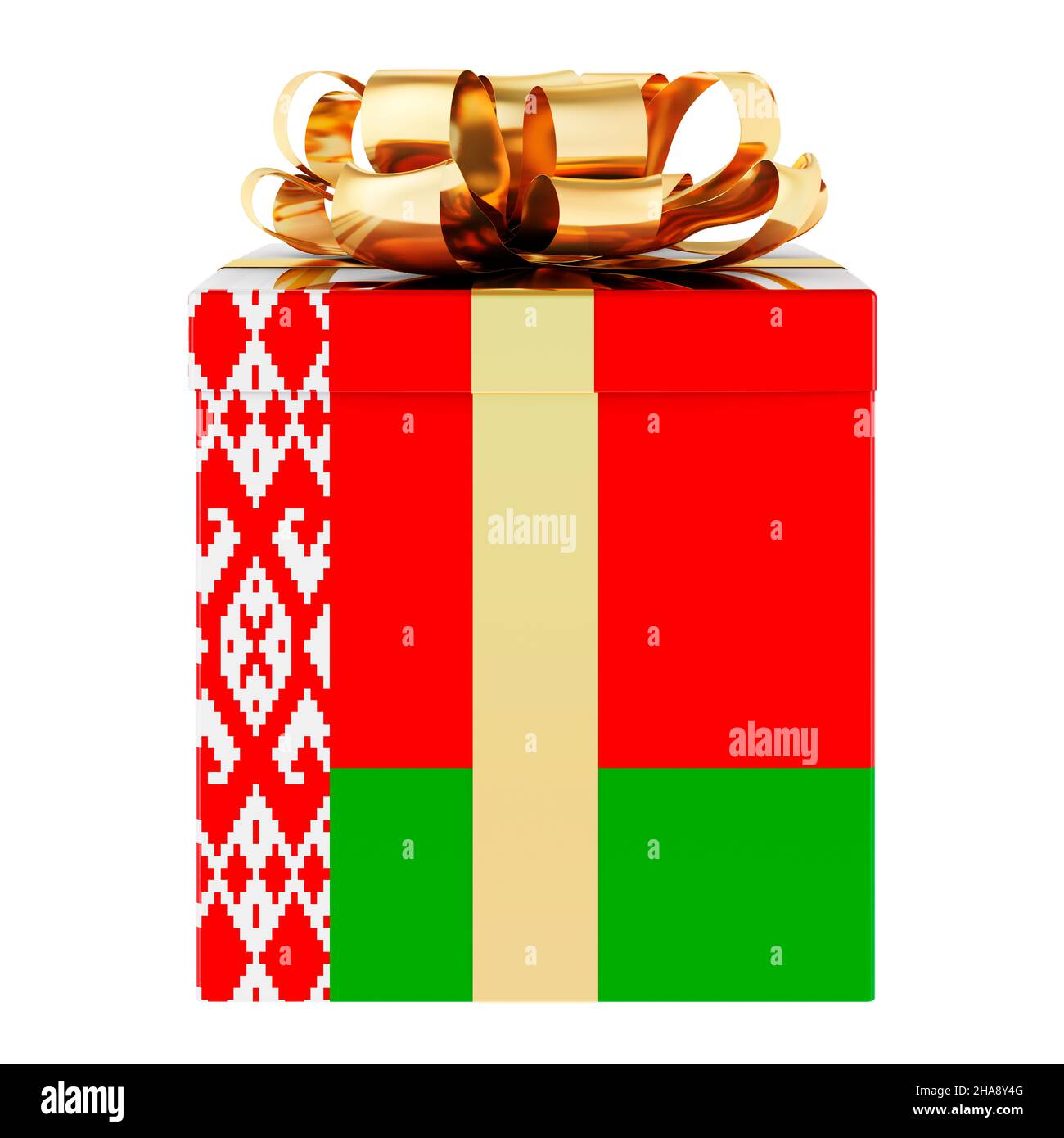 Gift box with Belarusian flag. Holiday in Belarus, concept. 3D ...