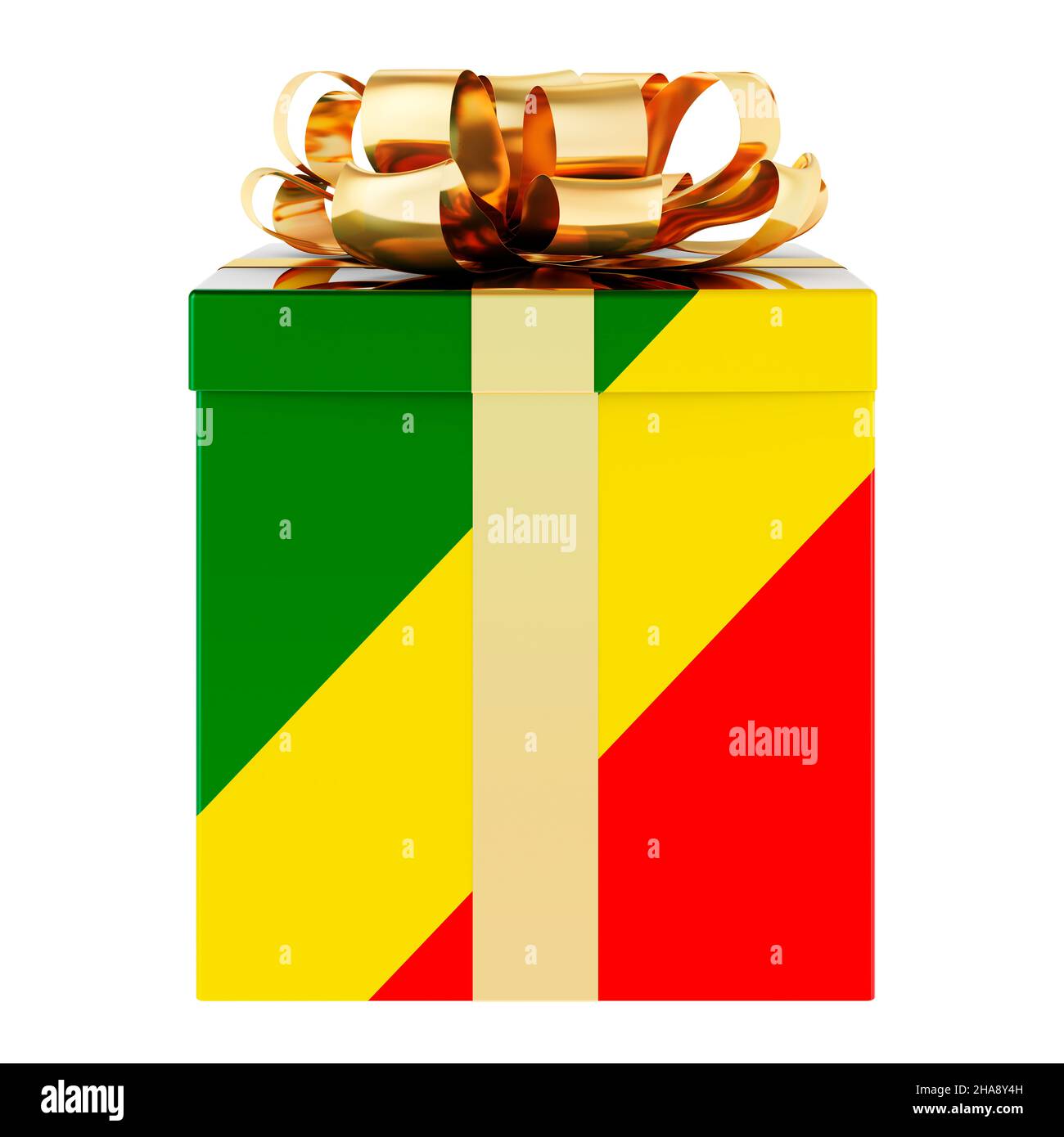 Gift box with Congolese flag. Holiday in Congo, concept. 3D rendering ...