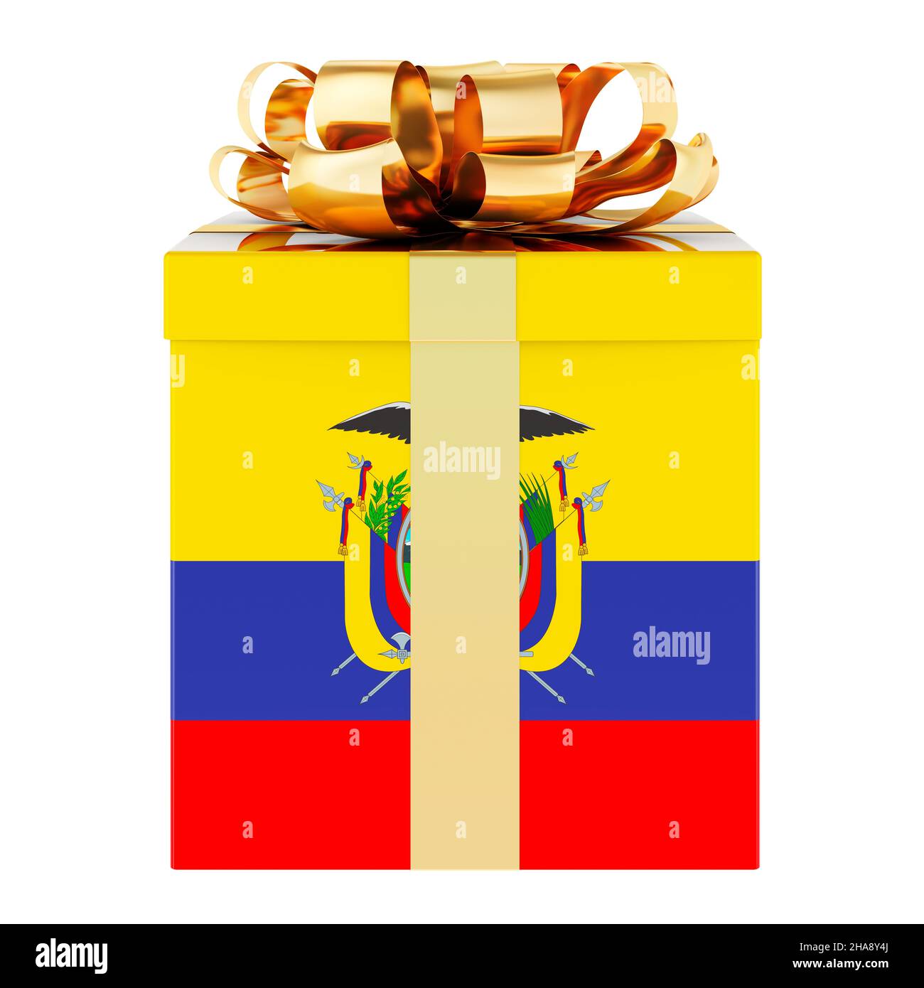 Gift box with Ecuadorian flag. Holiday in Ecuador, concept. 3D ...