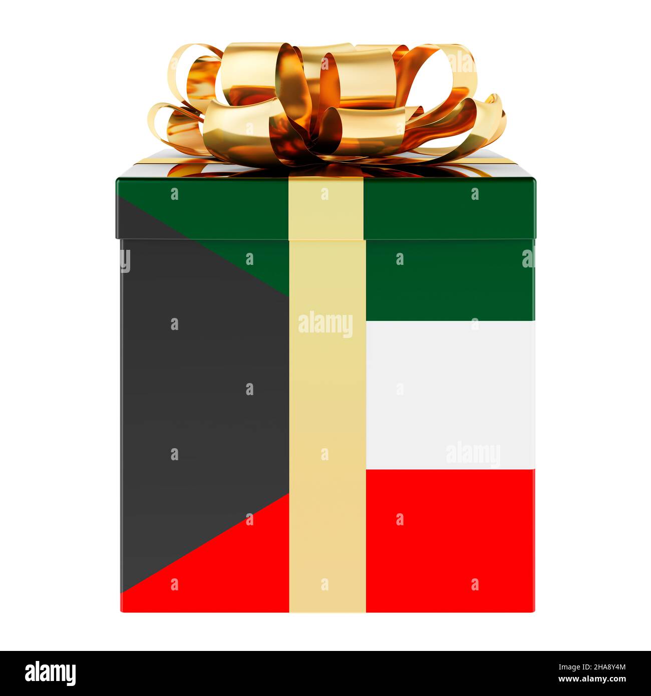 Gift box with Kuwaiti flag. Holiday in Kuwait, concept. 3D rendering ...
