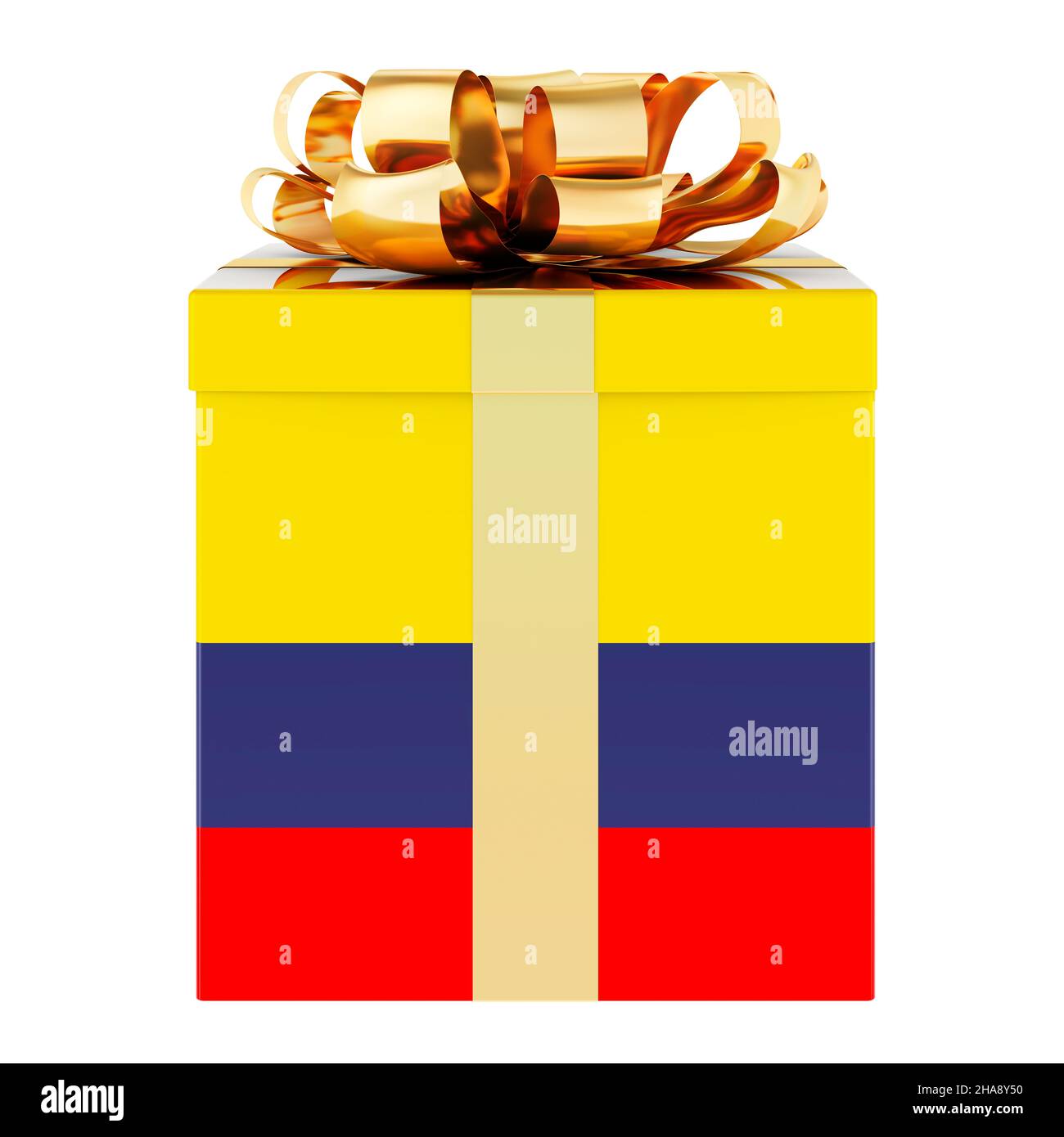Gift box with Colombian flag. Holiday in Colombia, concept. 3D ...