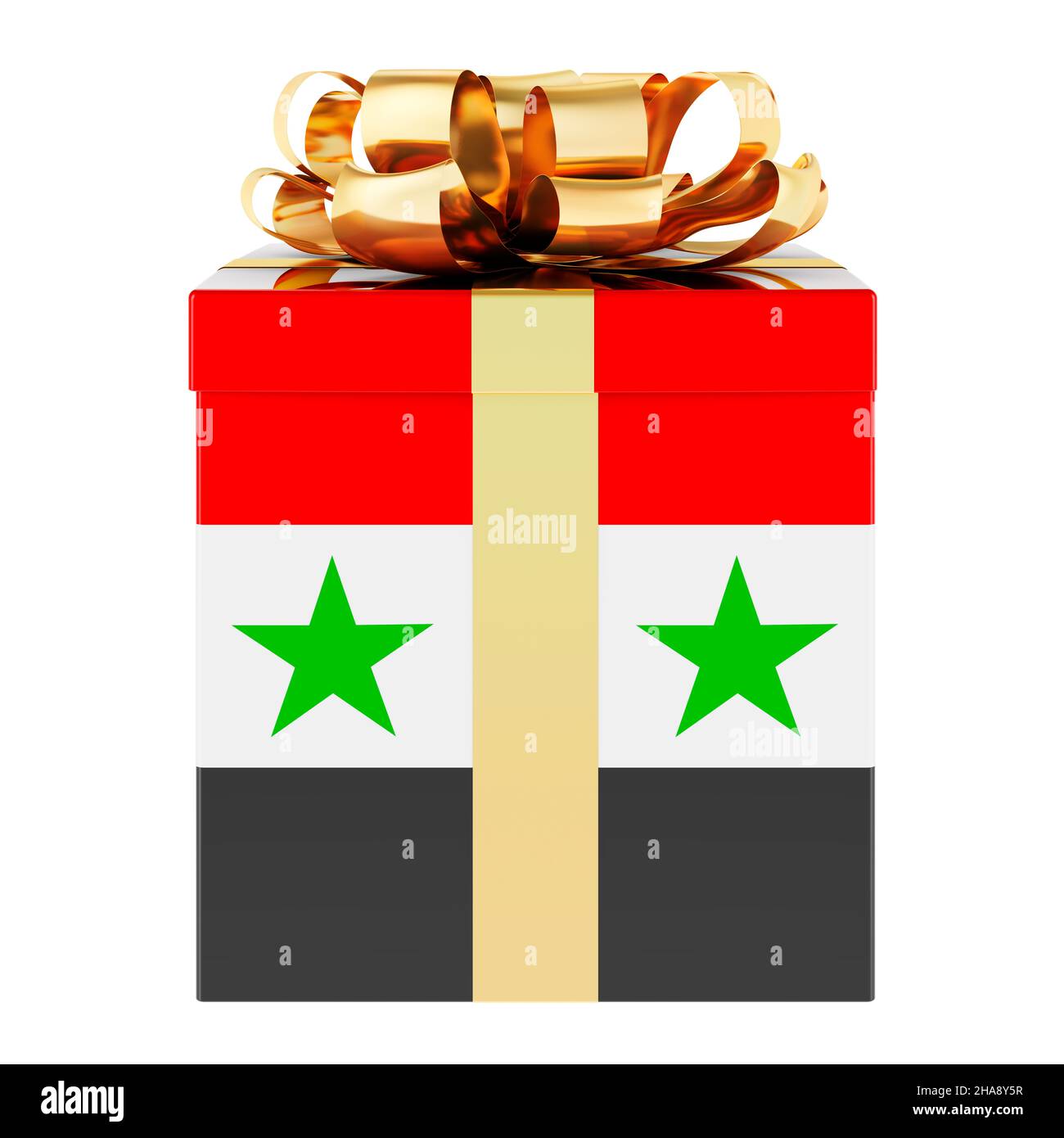 Gift box with Syrian flag. Holiday in Syria, concept. 3D rendering ...
