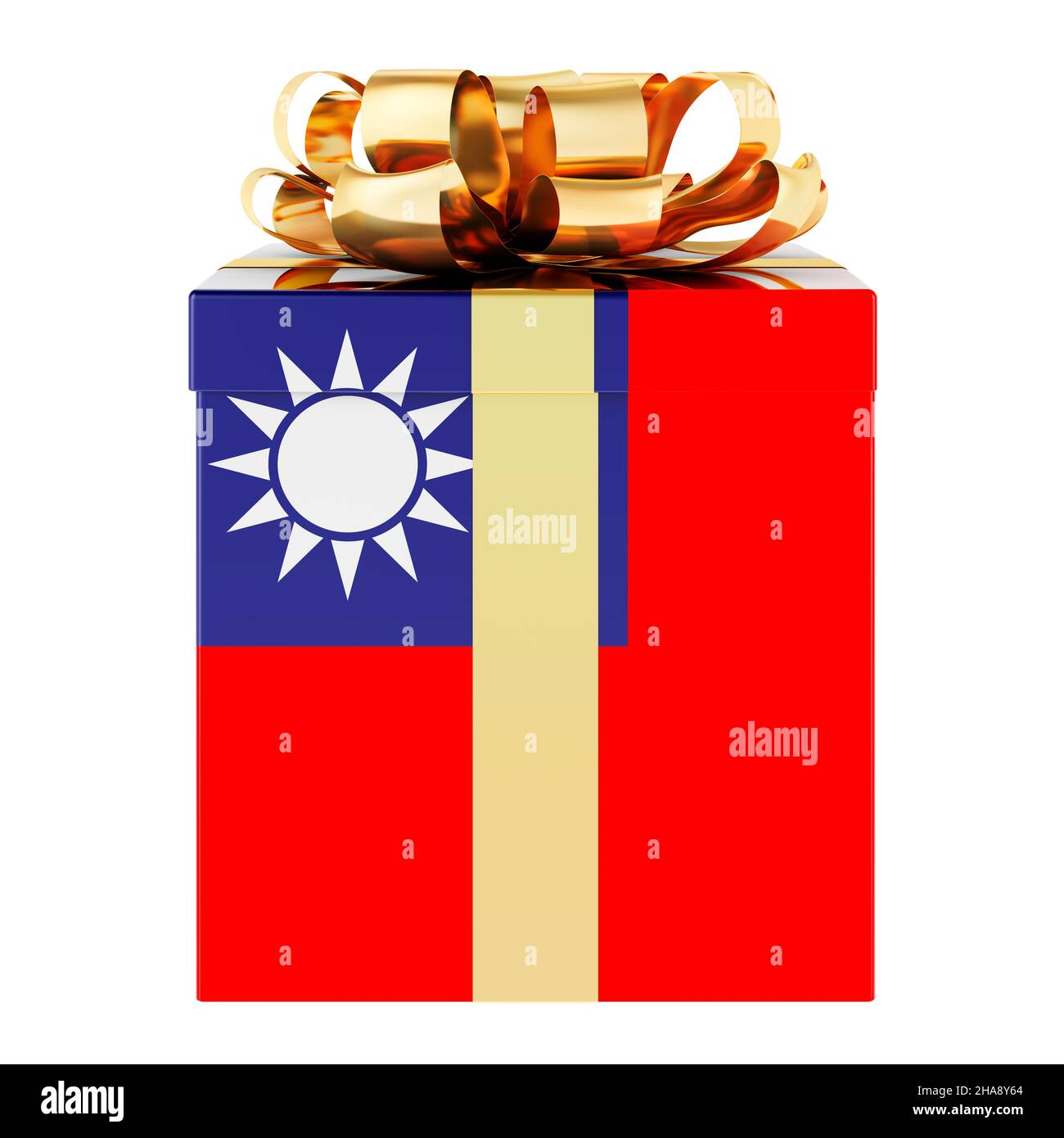 Gift box with Taiwanese flag. Holiday in Taiwan, concept. 3D rendering ...