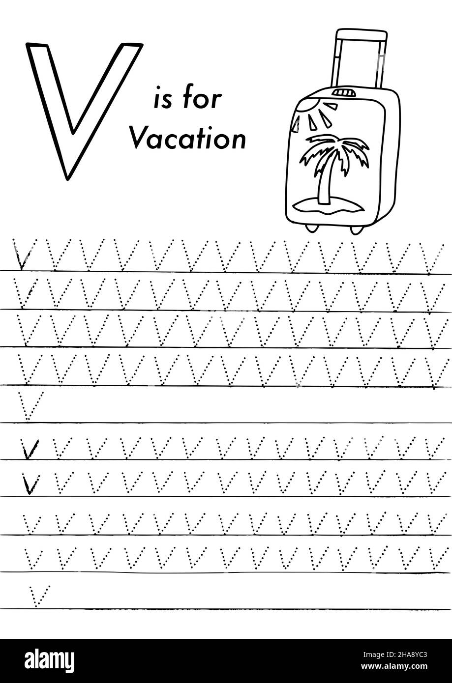 Christmas and New Year preschool ABC tracing worksheet. Simple ...