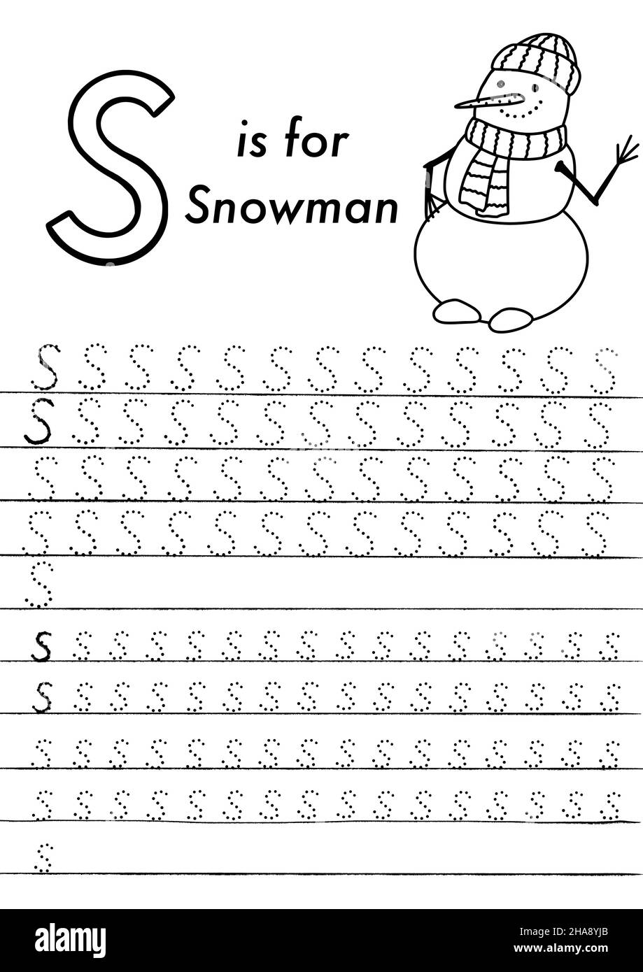 Christmas and New Year preschool ABC tracing worksheet. Simple ...