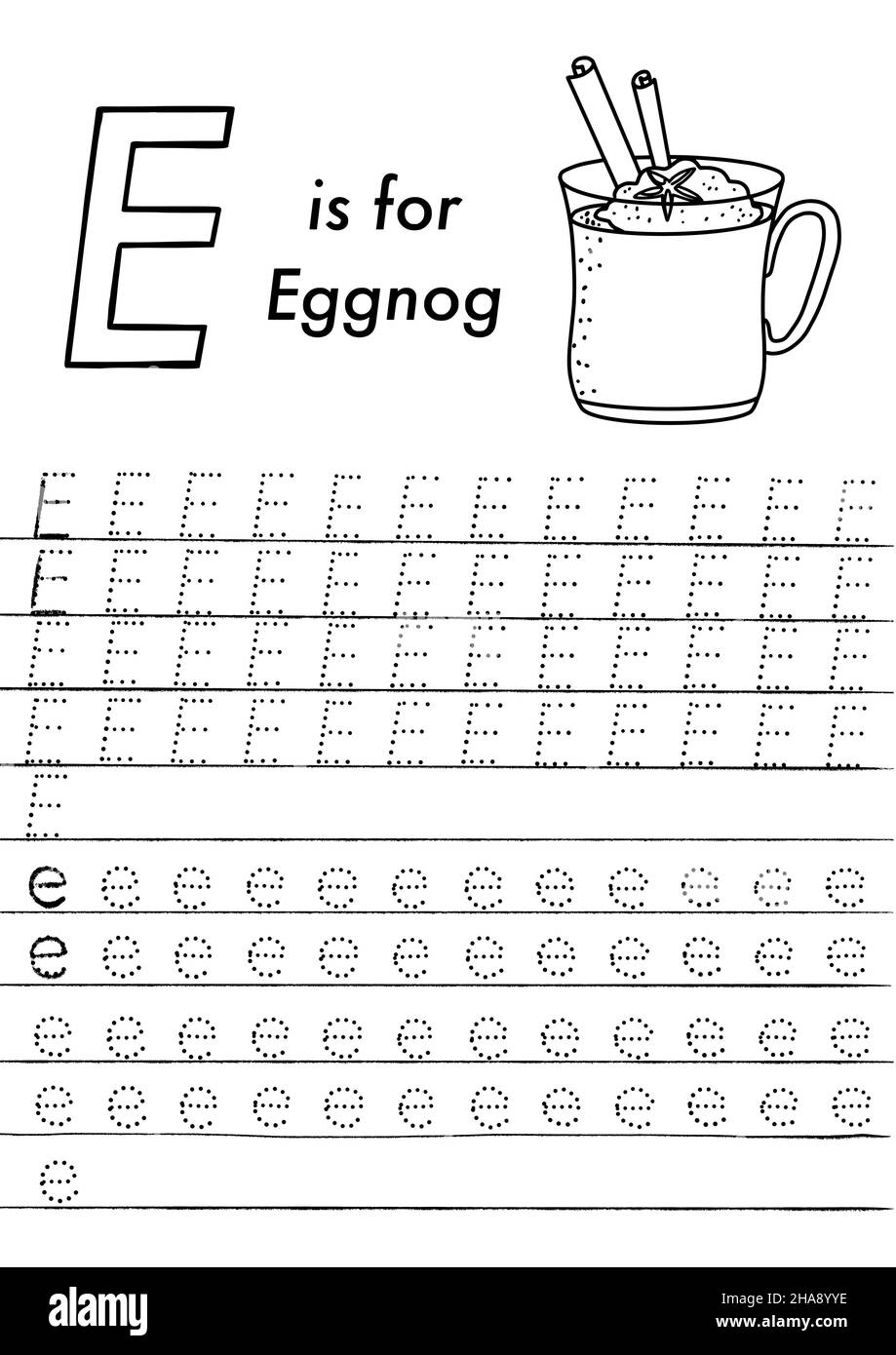 Christmas and New Year preschool ABC tracing worksheet. Simple ...