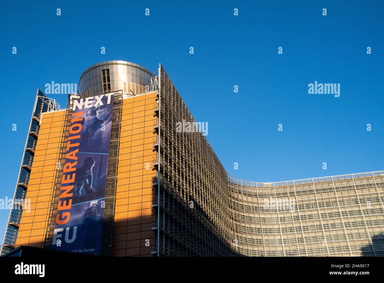 Belgium, Brussels, Winter 2021. Illustration of daily life in Brussels, capital of Belgium ...