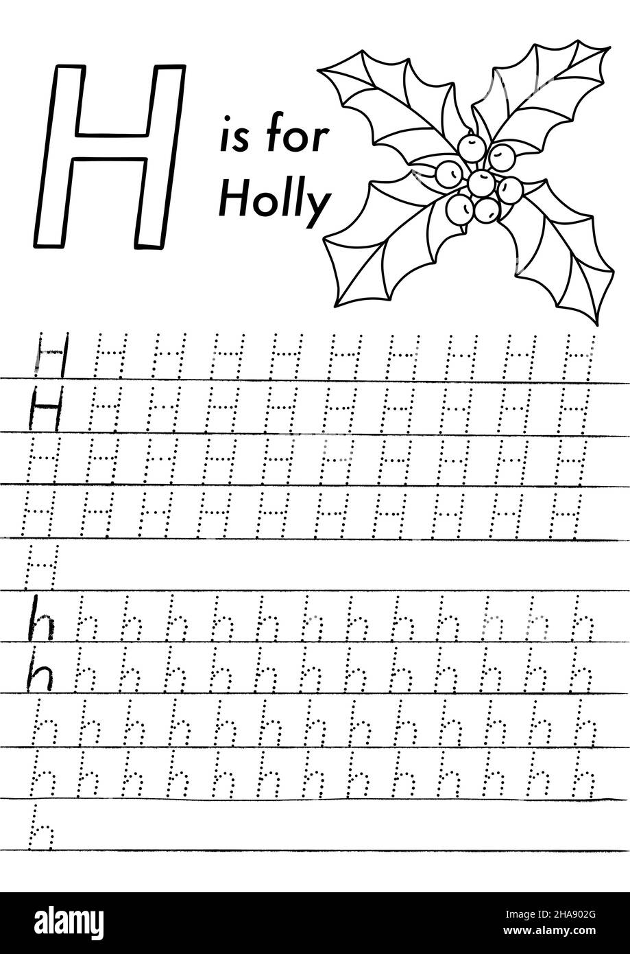 Christmas and New Year preschool ABC tracing worksheet. Simple ...