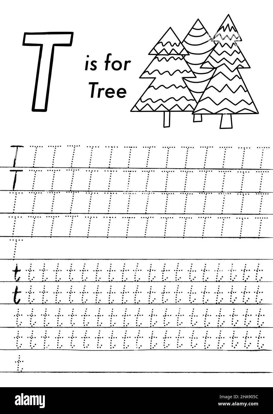 Christmas and New Year preschool ABC tracing worksheet. Simple ...