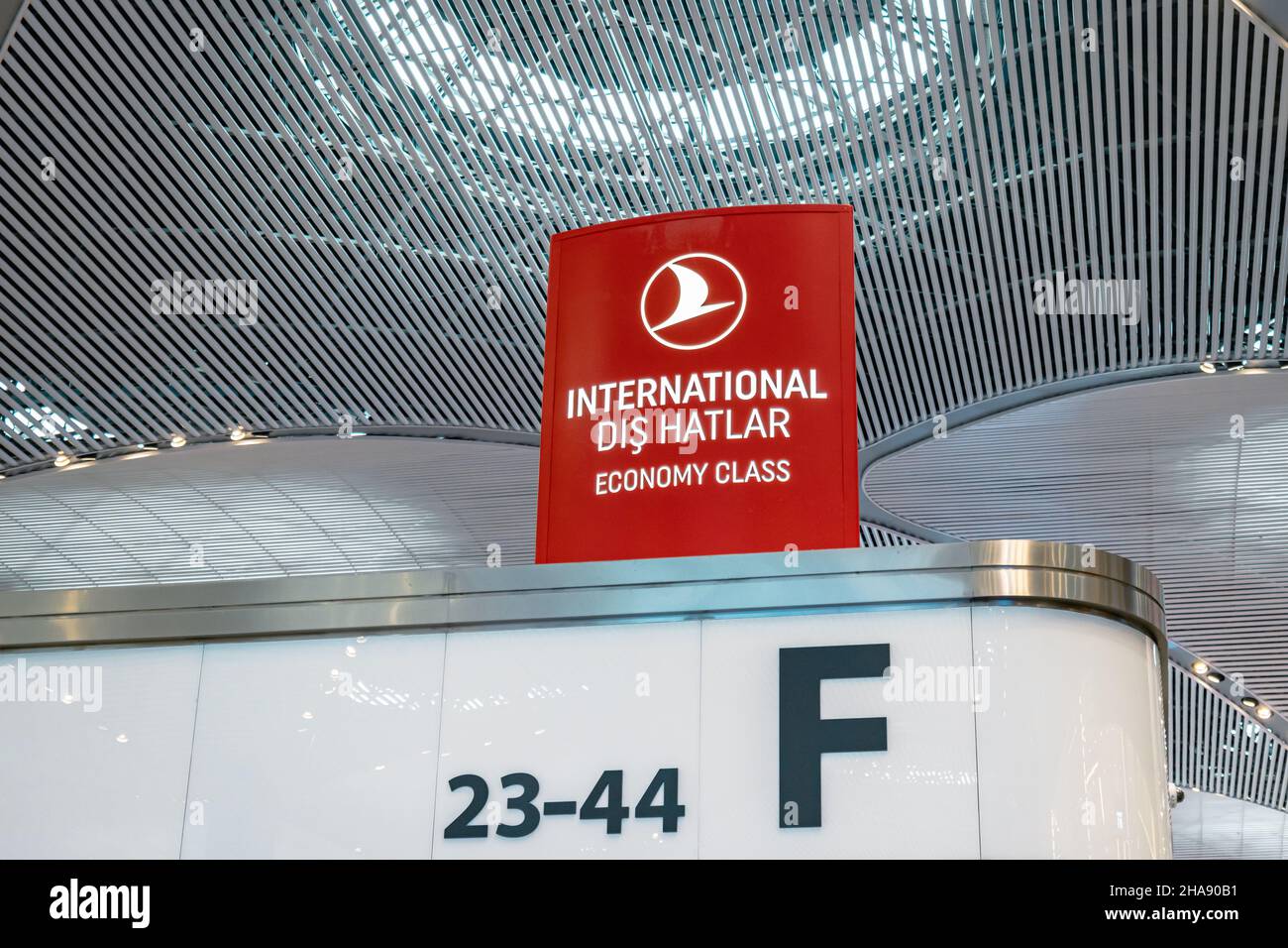 Istanbul, Turkey - November 2021: Turkish Airlines check-in counter ...