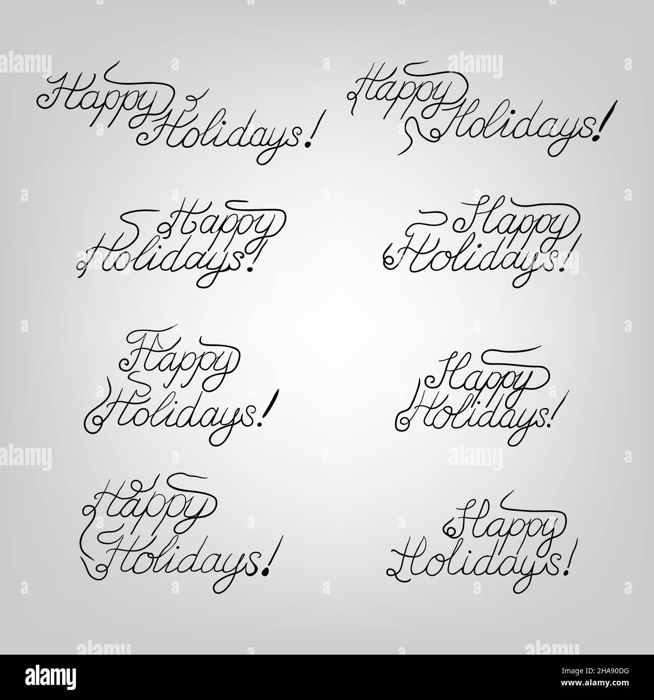 happy holidays vector black ink lettering set Stock Vector Image & Art ...