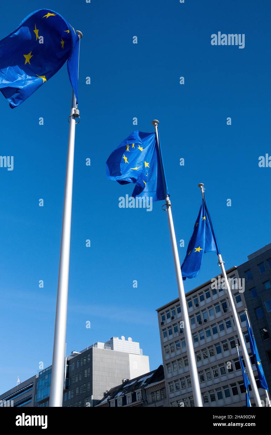 Belgium, Brussels, Winter 2021. Illustration of daily life in Brussels, capital of Belgium ...