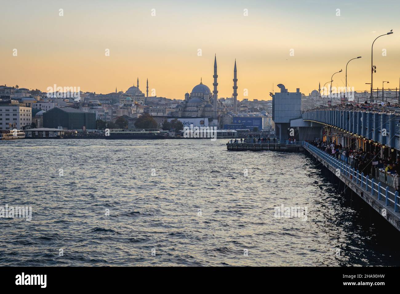 Bosphorus, the Strait of Istanbul, cruise and ferry view with Galata ...