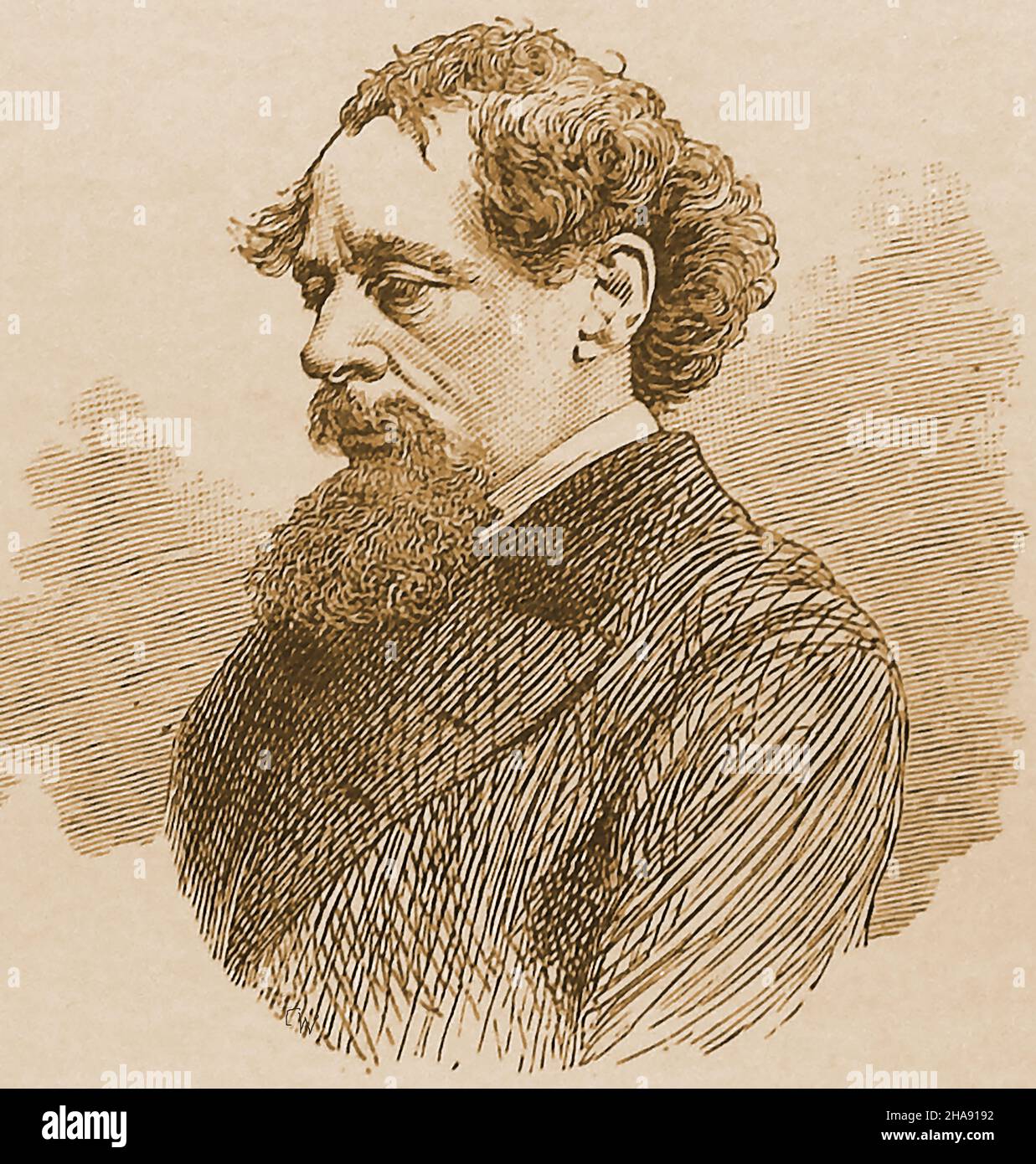 A 19th century engraved portrait of author Charles Dickens. Charles ...