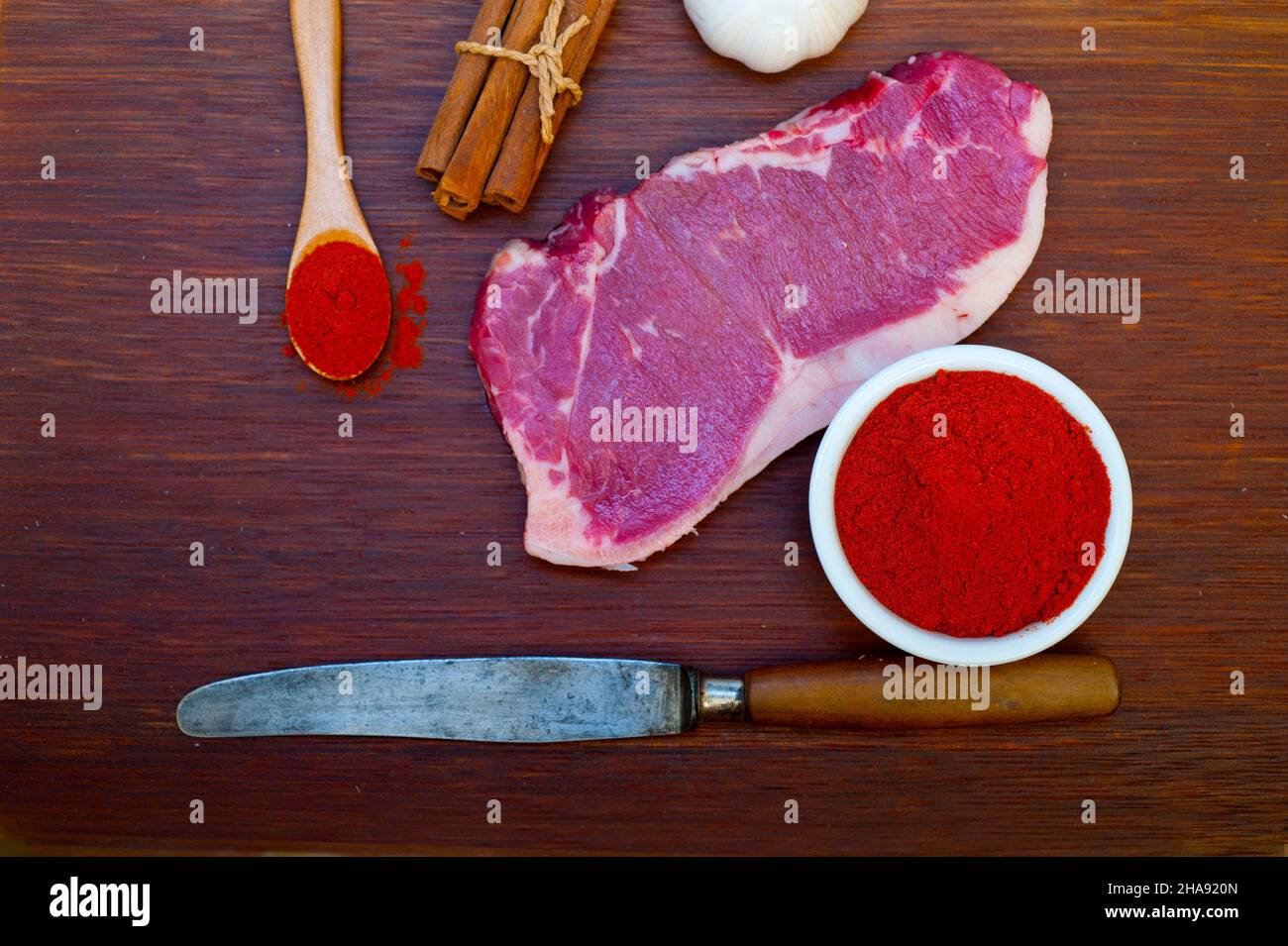 raw uncooked ribeye beef steak butcher selection Stock Photo - Alamy