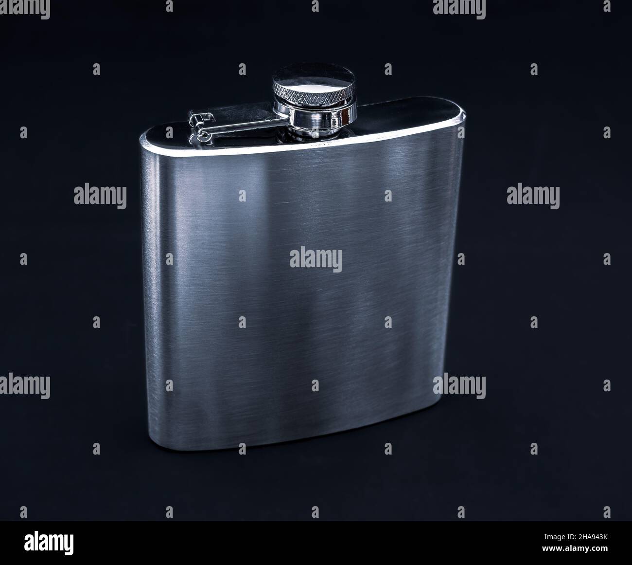 Hip flask alcohol container glass metal iron Stock Photo - Alamy