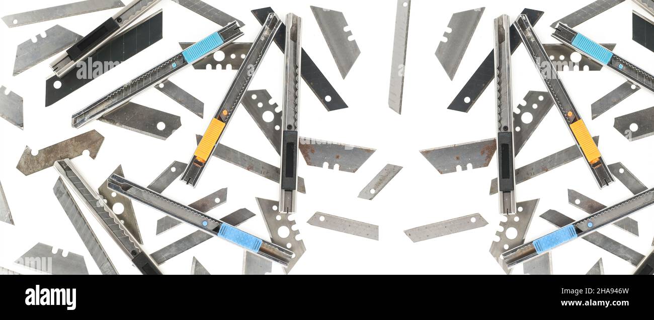 old used rusty cutters with used blades Stock Photo - Alamy