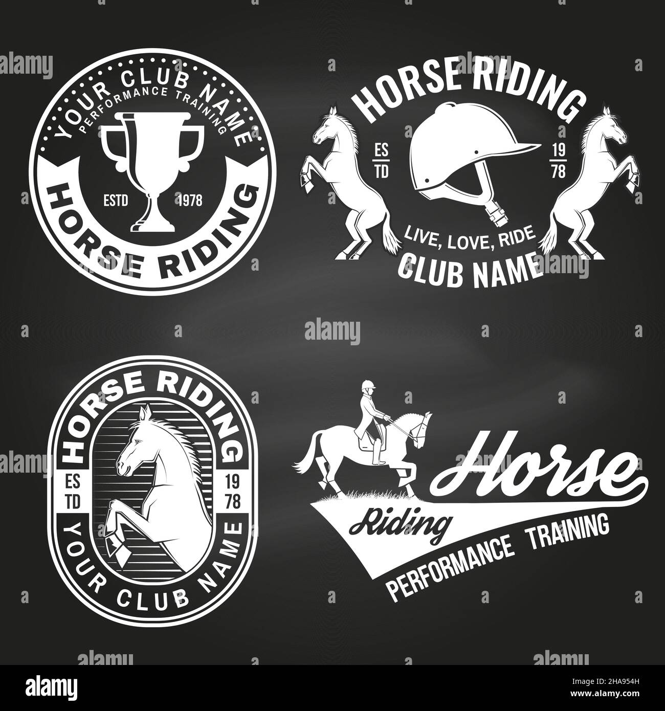 Set of Horse riding sport club badges, patches, emblem, logo. Vector ...